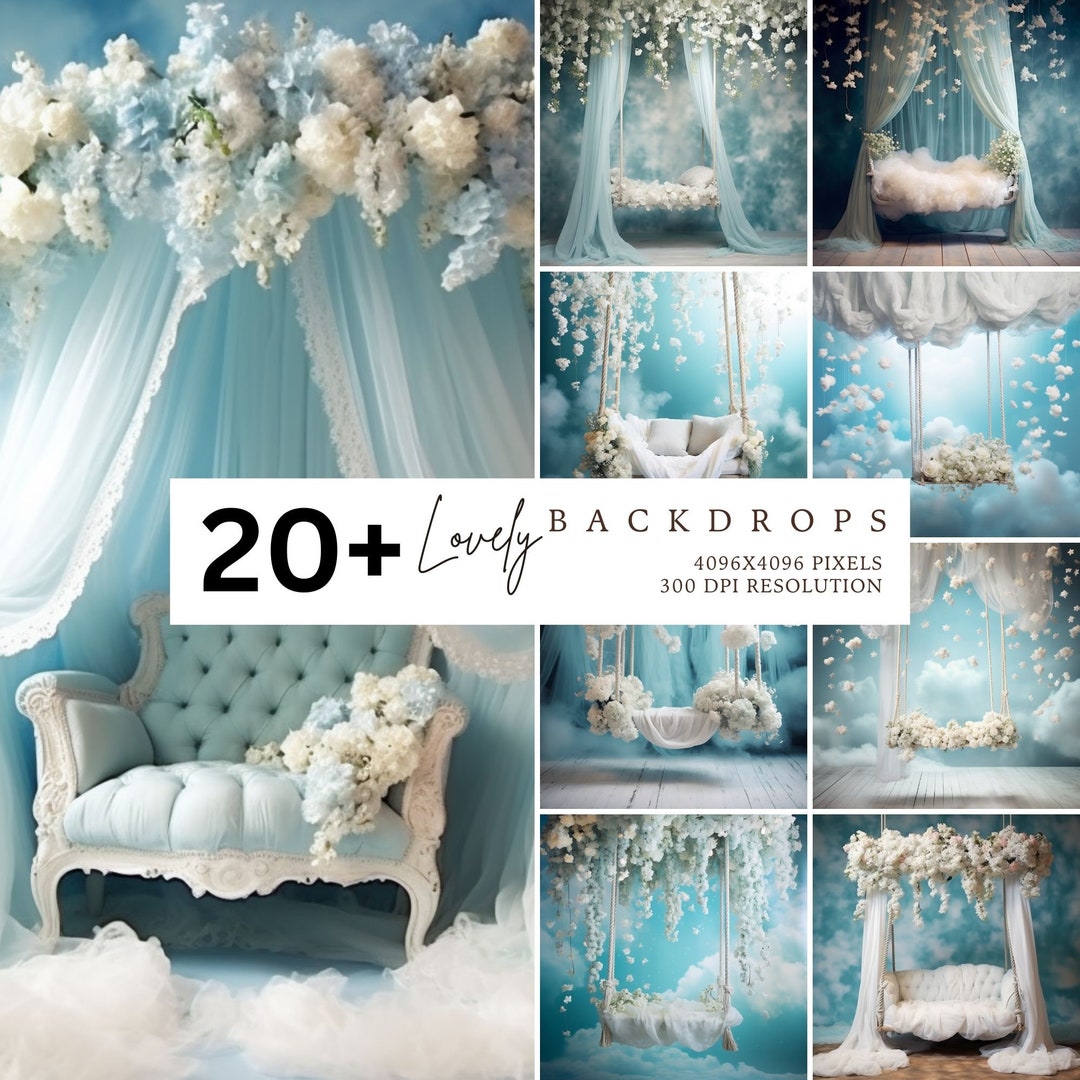 Swing Backdrop, Floral Swing, Clouds, Stars, Photography Backdrop ...