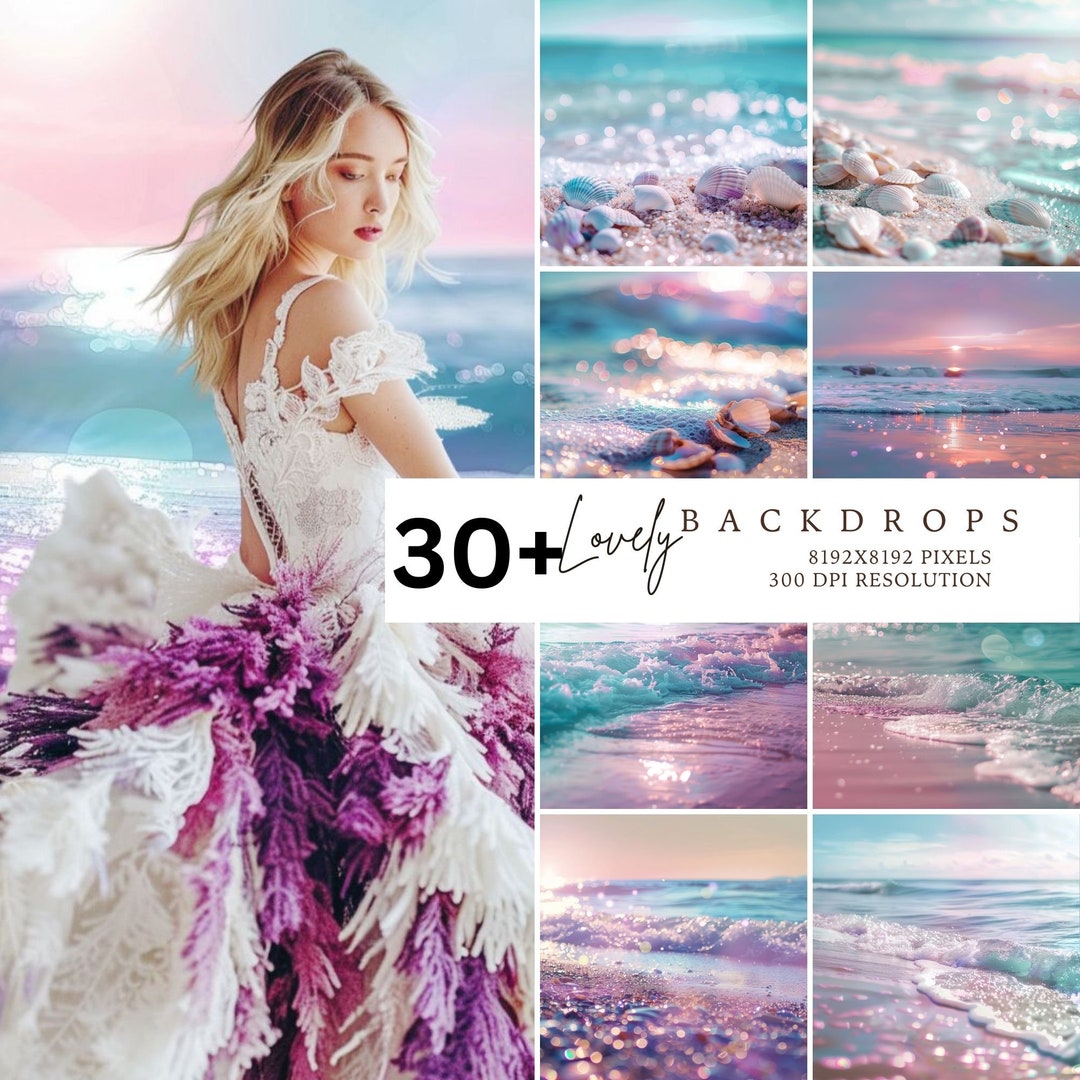 Beach Backdrop, Waves, Seashells, Sky, Summer, Photography Backdrop ...
