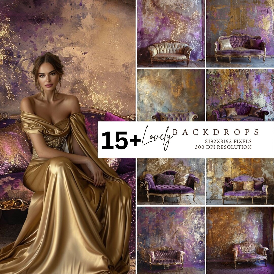 Couch Backdrop, Loveseat, Furniture, Purple Gold, Photography Backdrop ...