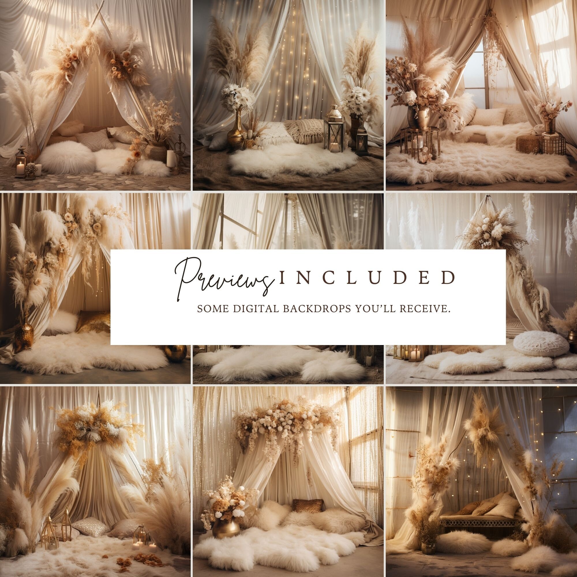 Tent Backdrop, Tepee Backdrop, Beige and White, Photography Backdrop ...