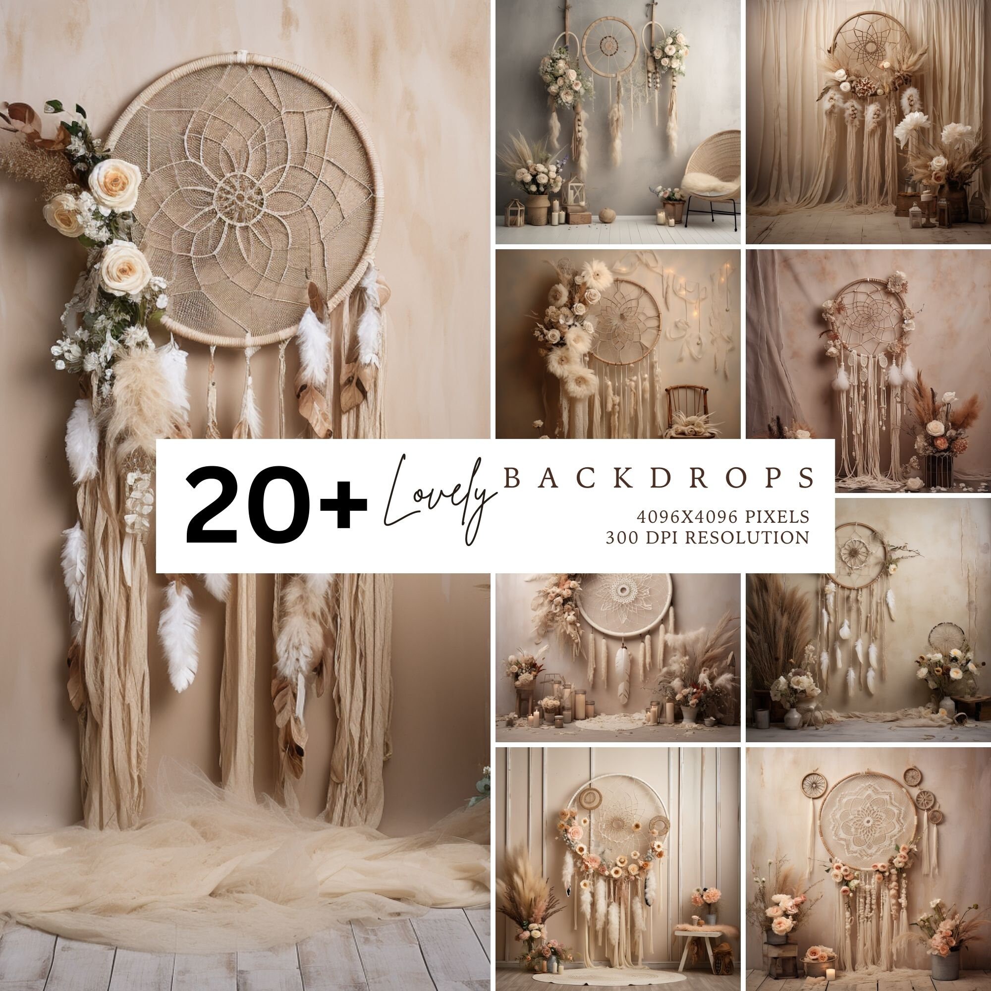 Bohemian Backdrop, Boho Backdrop, Dreamcatcher, Photography Backdrop ...