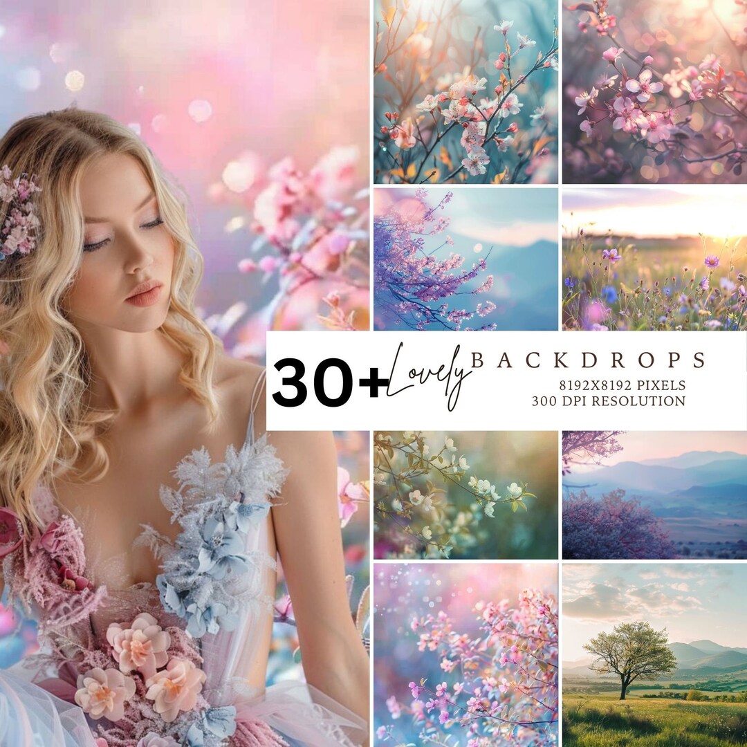 Spring Backdrop, Pastel Bokeh, Trees and Flowers, Photography Backdrop ...