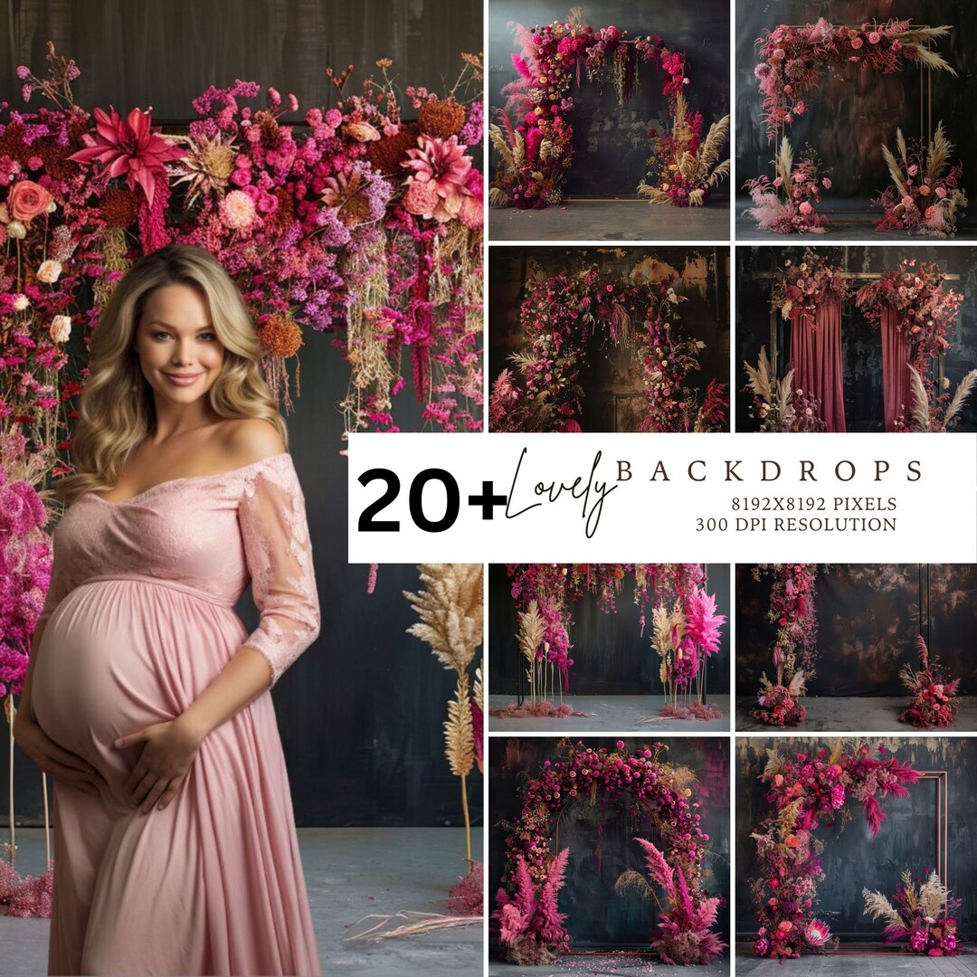 Floral Backdrop, Arch Backdrop, Pink Flowers, Photography Backdrop ...