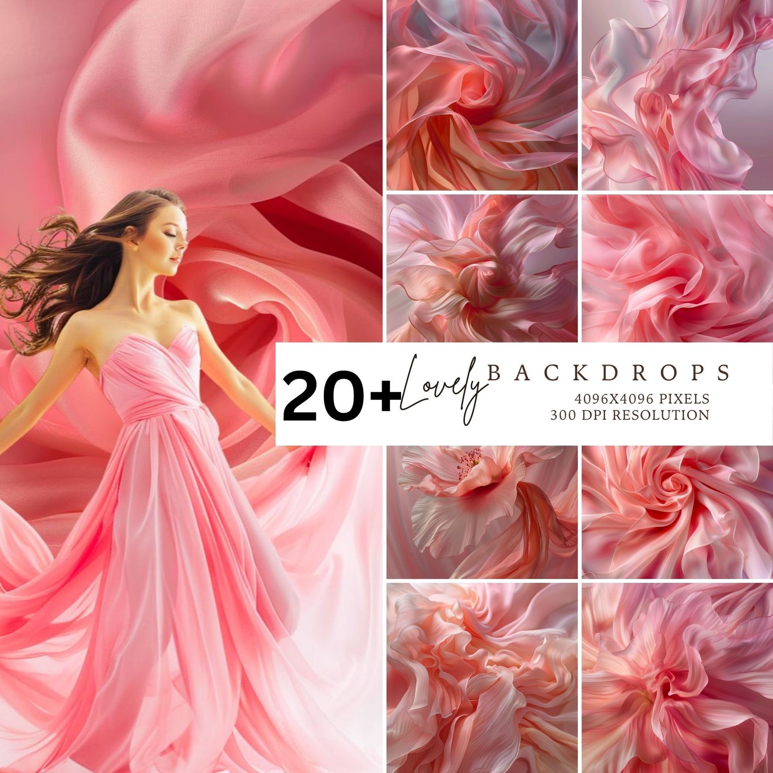 Light Pink Silk Backdrop, Flowing Fabric Backdrop, Photography Backdrop ...