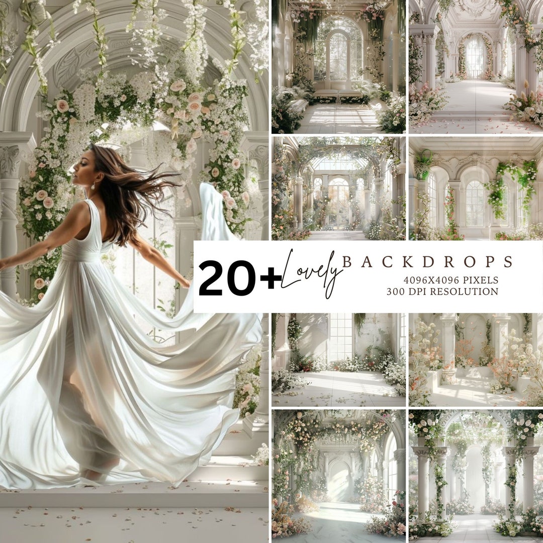 White Atrium Backdrop, Interior, Floral, Nature, Photography Backdrop ...