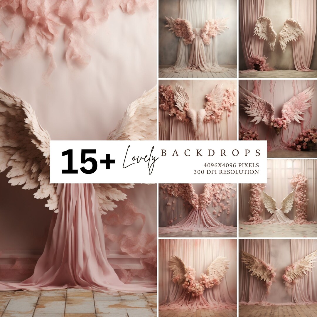 Wings Backdrop, Angel Wings, Light Pink Wings, Photography Backdrop ...