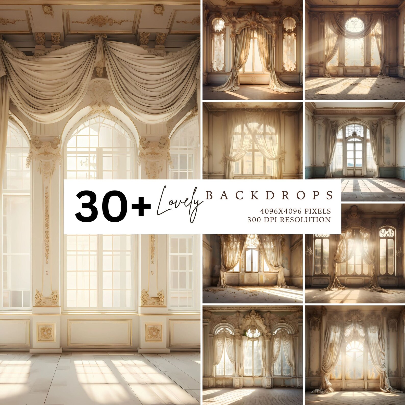 Palace Curtains Backdrop, Castle, Photography Backdrop, Photo Backdrop ...