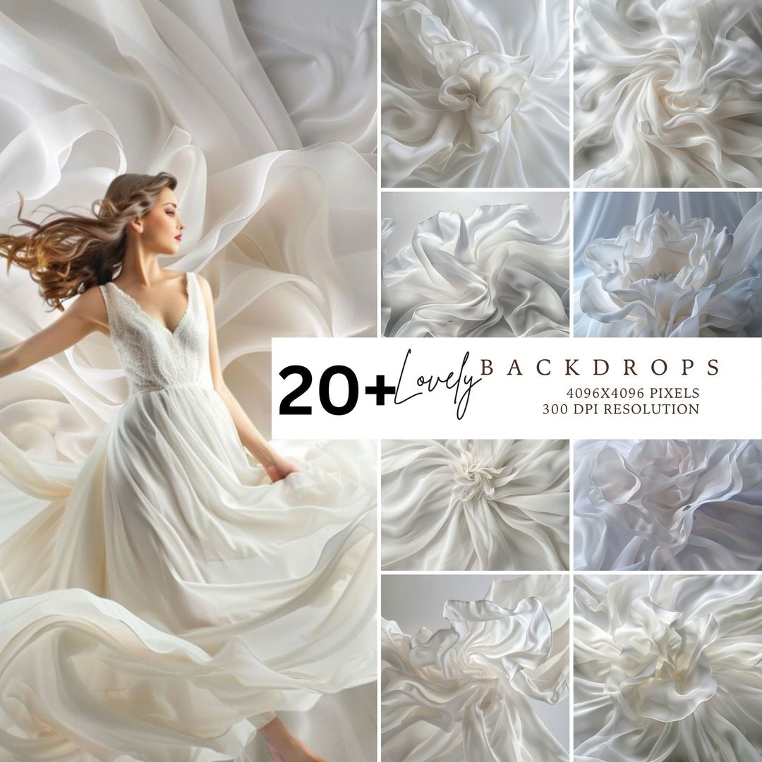 White Silk Backdrop, Flowing Fabric Backdrop, Photography Backdrop ...