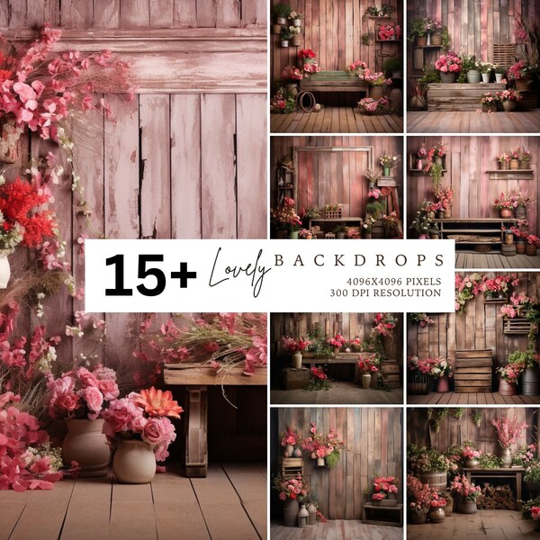 Rustic Wood Backdrop, Farm, Aqua Blue Pink, Photography Backdrop, Photo ...