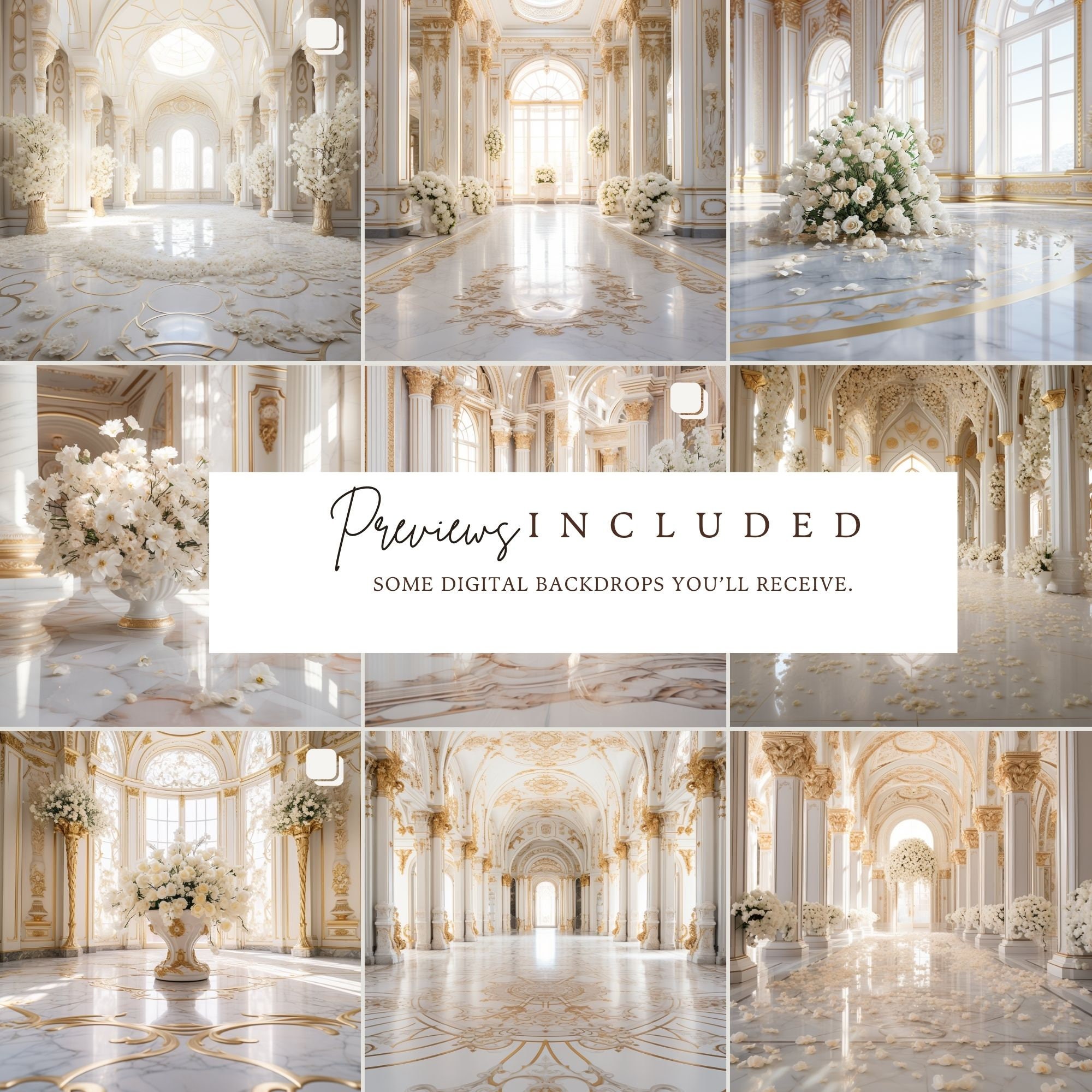 White Palace Backdrop, Marble Palace, Floral Gold, Photography Backdrop ...