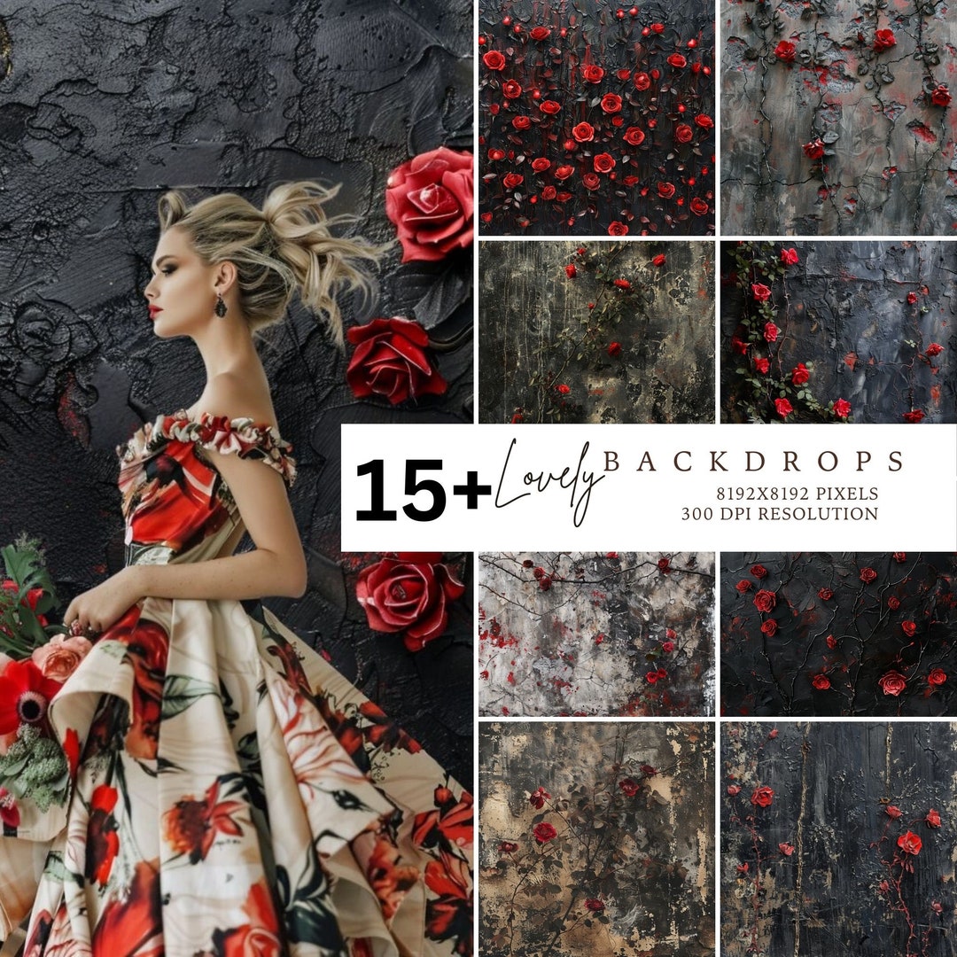 Floral Backdrop, Red, Texture Backdrop, Roses, Photography Backdrop ...
