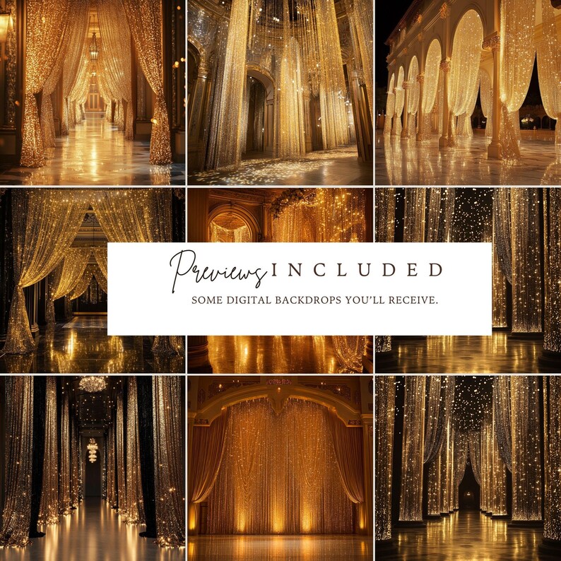 Gold Palace Lights Backdrop, Gold Castle Interior, Glitter Gold ...