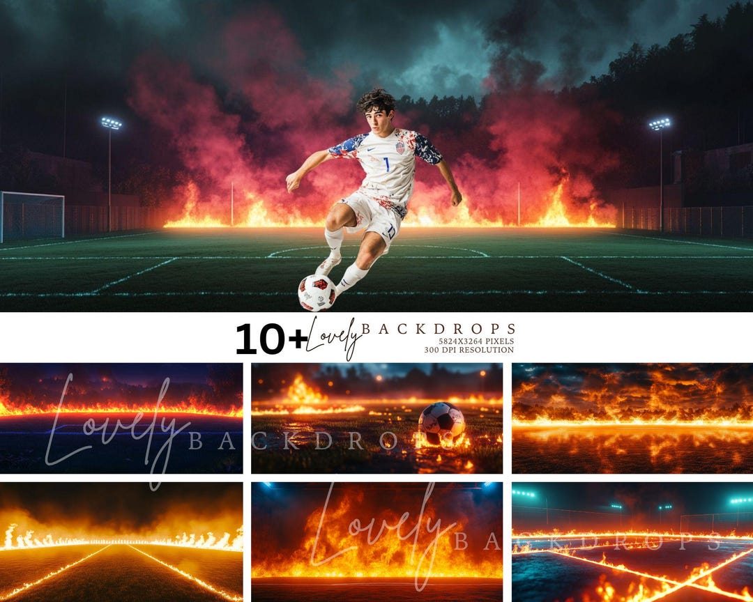 Soccer Backdrop, Fire Stadium, Blazing, Flames, Outdoor, Soccer Field, Photography, Photo ...