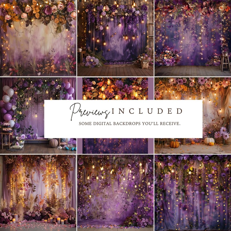 Purple Photo Backdrop, Lights Backdrop, Floral, Photography Backdrop ...
