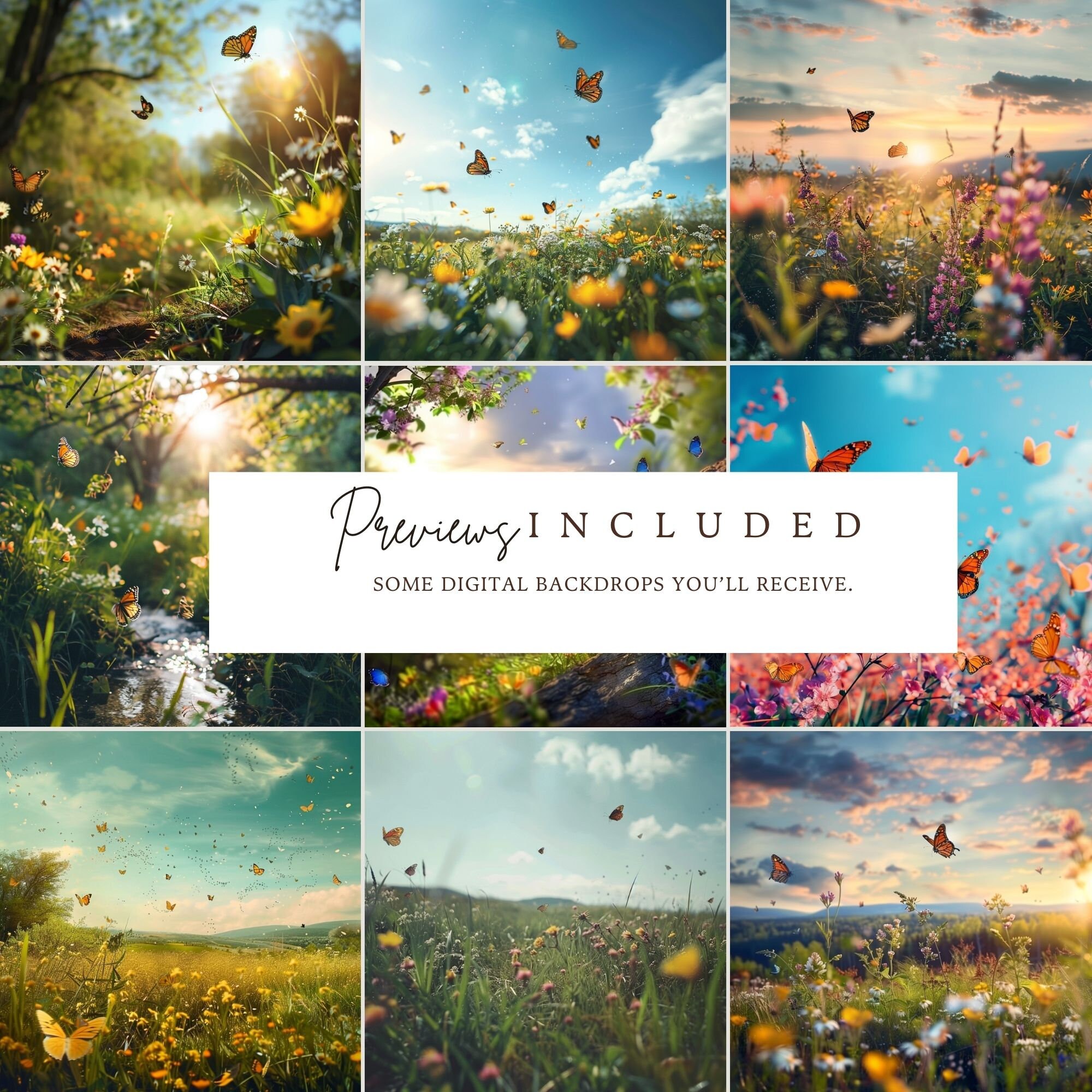 Butterfly Backdrop, Clouds, Sky, Spring Backdrop, Photography Backdrop ...