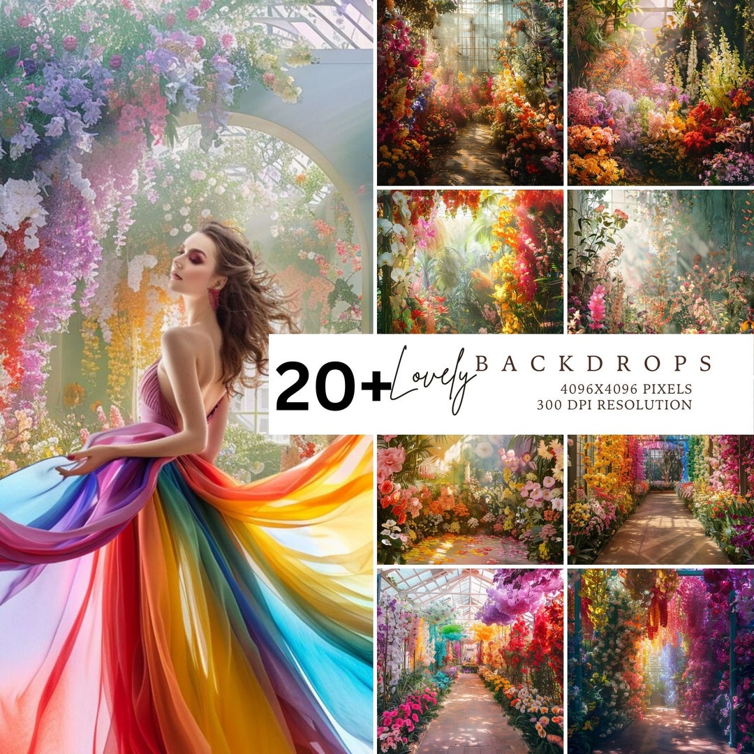 Rainbow Atrium, Interior, Floral, Nature, Photography Backdrop, Photo ...