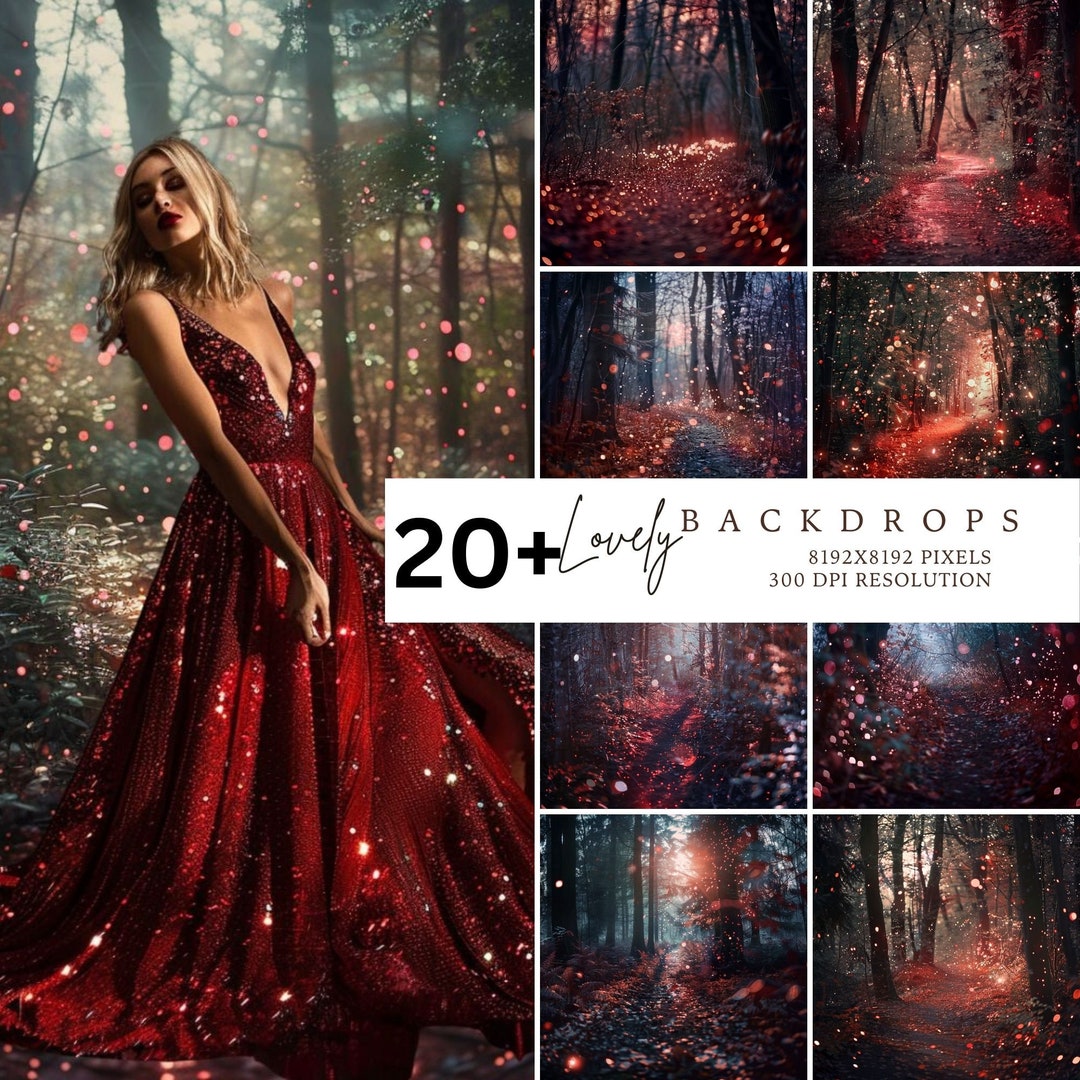 Forest Backdrop, Bokeh, Nature, Sparkle, Red, Photography Backdrop ...