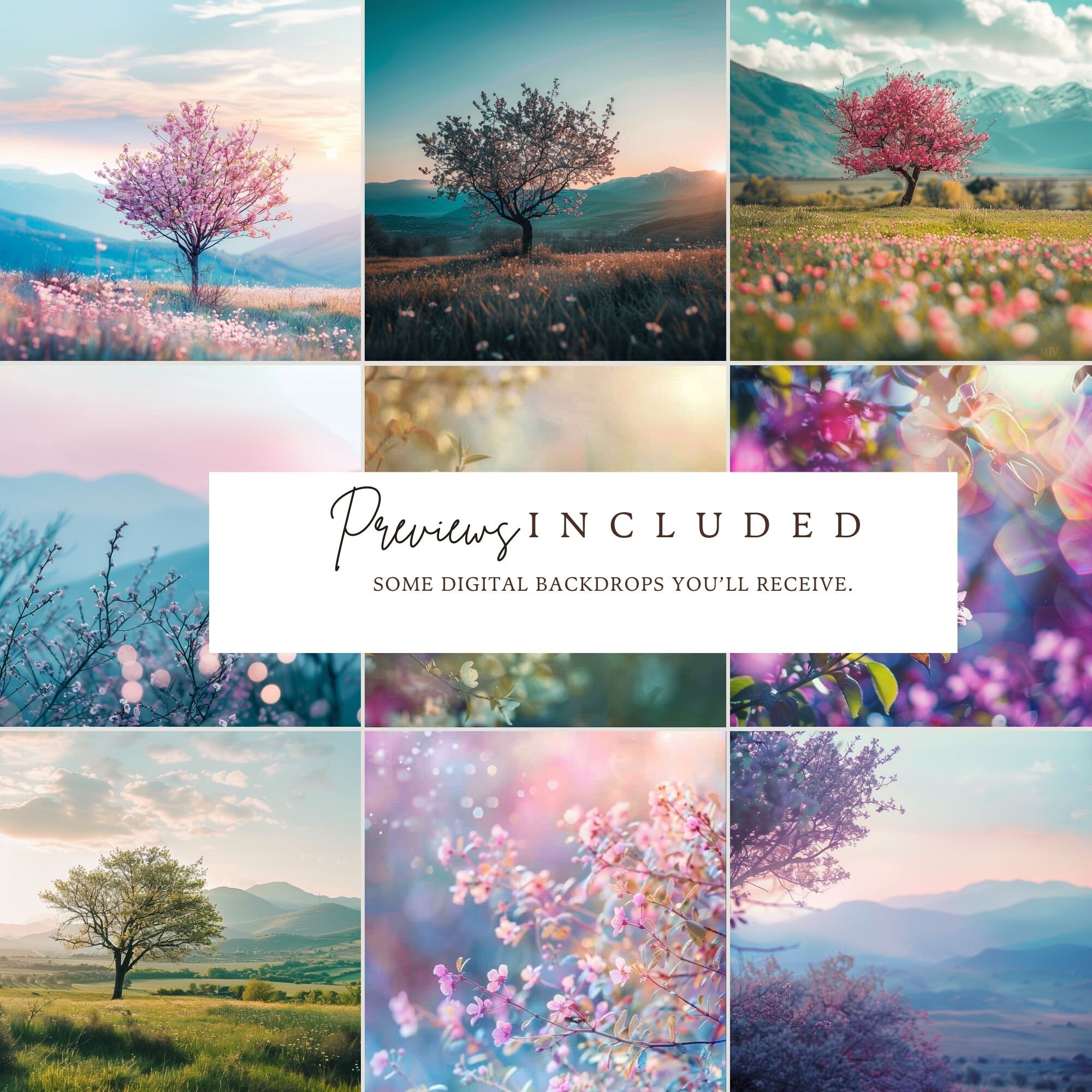 Spring Backdrop, Pastel Bokeh, Trees and Flowers, Photography Backdrop ...