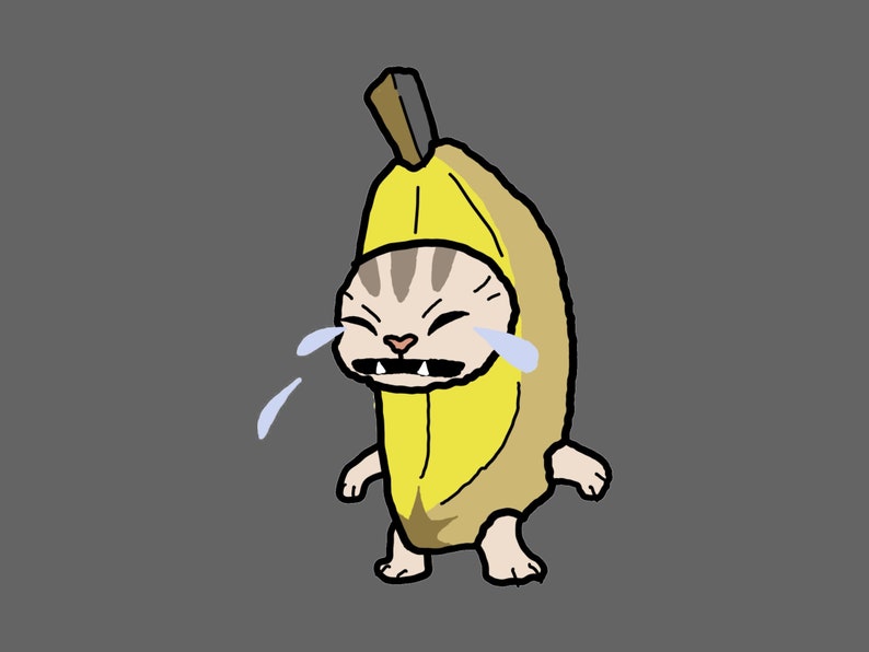 Hand Drawn Banana Cat Meme - Etsy