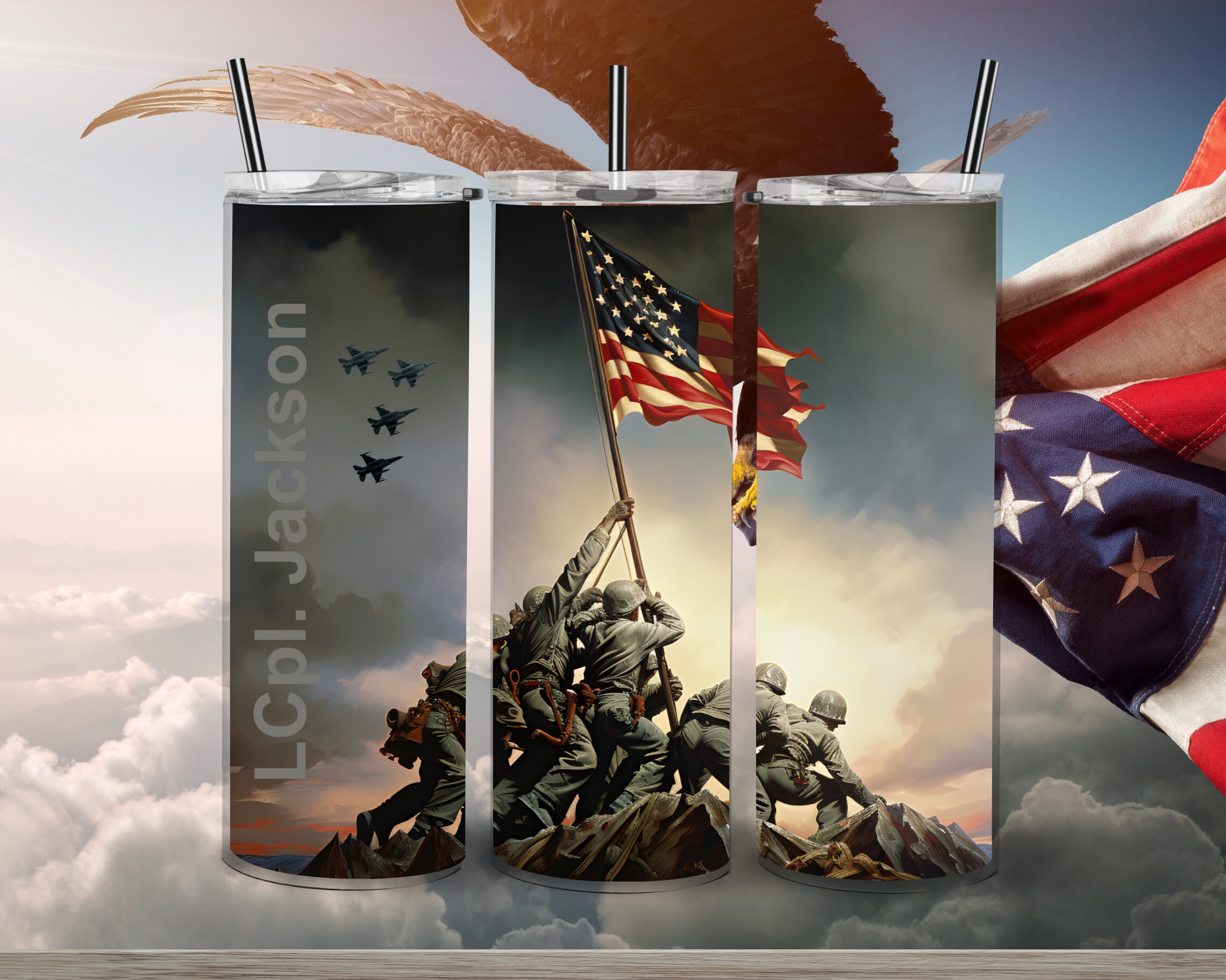 Iwo Jima Flag Raising 20 Oz Stainless Steel Tumbler, Eco-friendly With ...