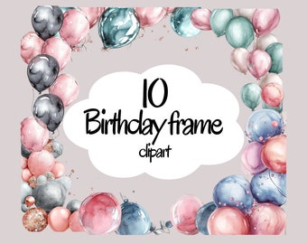 Birthday Frame Borders and Frames Clipart Bundle Transparent Background ...