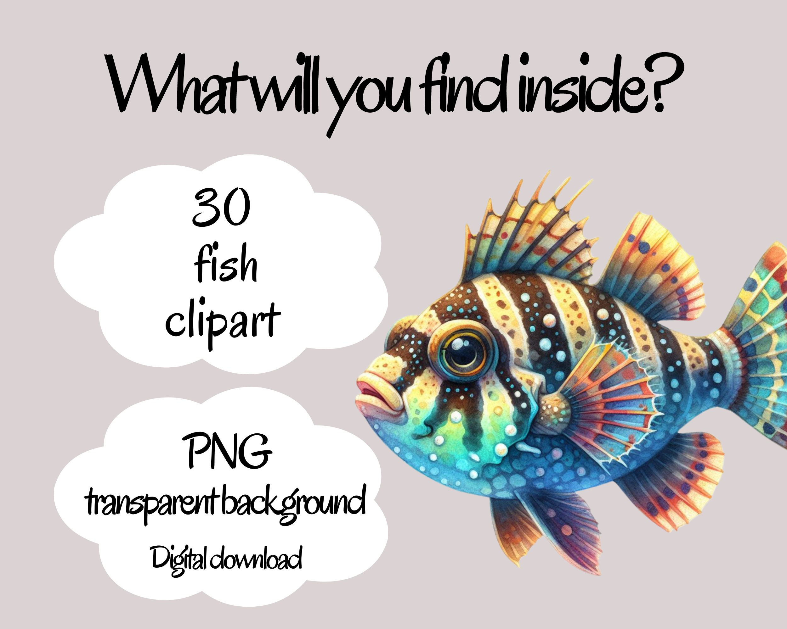 Watercolor Saltwater Clipart Ocean Fish Illustrations Sea Life ...