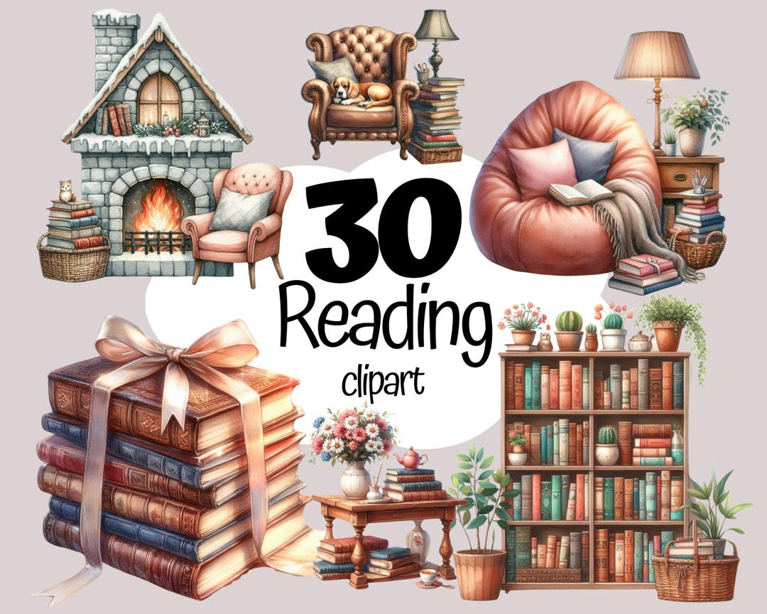 Reading Clipart, Book Lover, Reading Book, Watercolor Books, Books ...