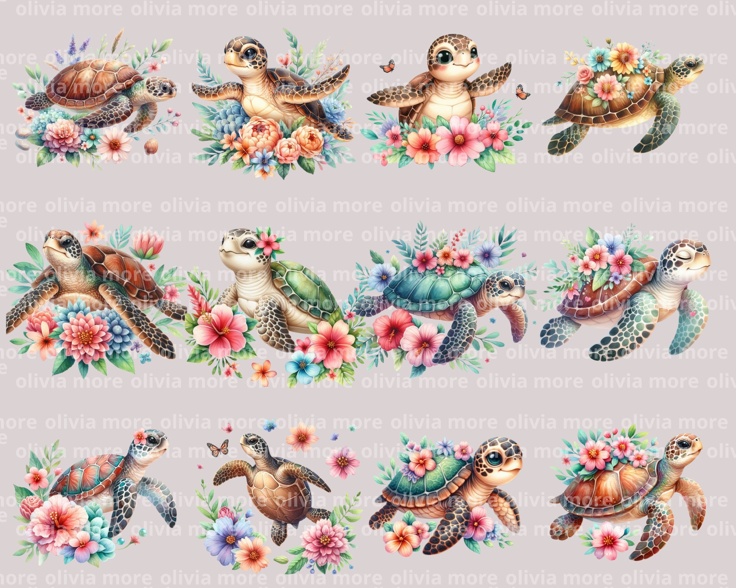 Watercolor Sea Turtle Clipart, Cute Baby Turtle Ocean Animals PNG ...