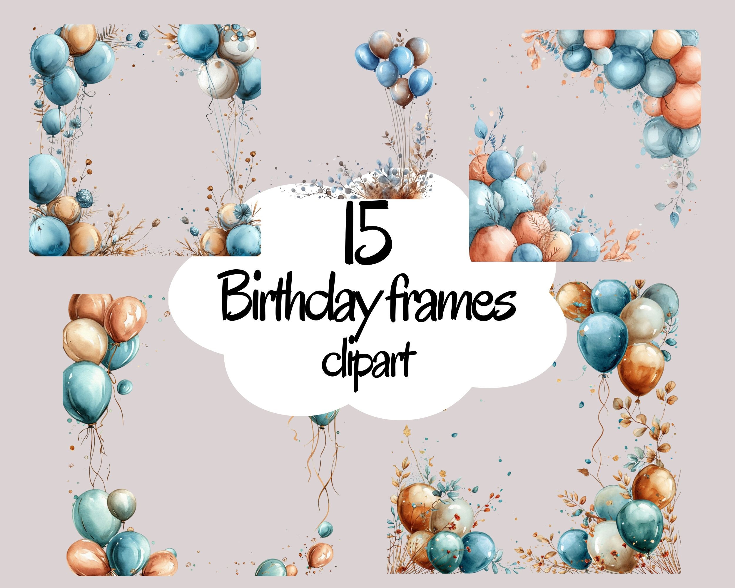 Birthday Frame Borders and Frames Clipart Bundle Transparent Background ...