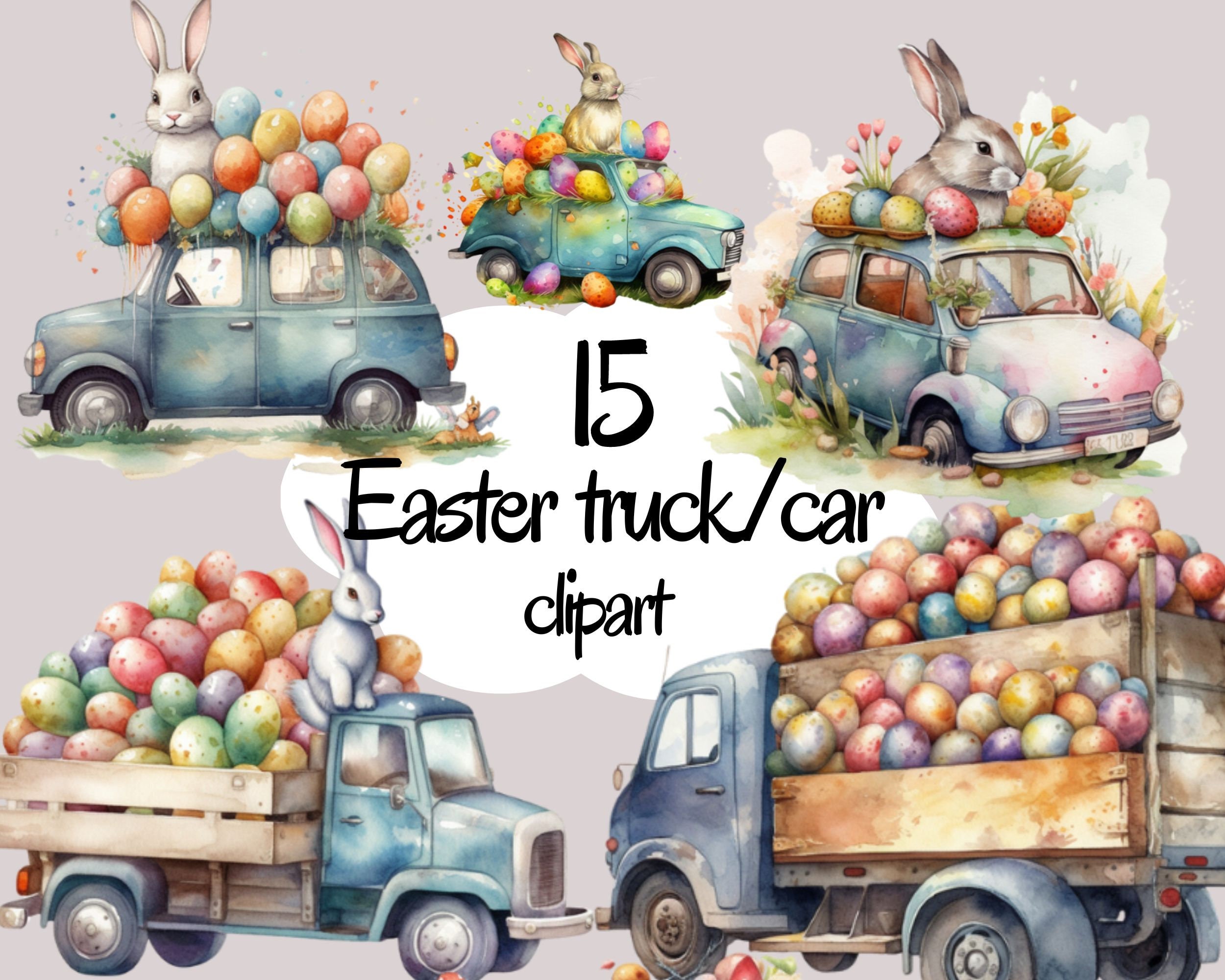 Easter Bunny Clipart, Easter Truck and Car Clipart, Easter Bunny ...
