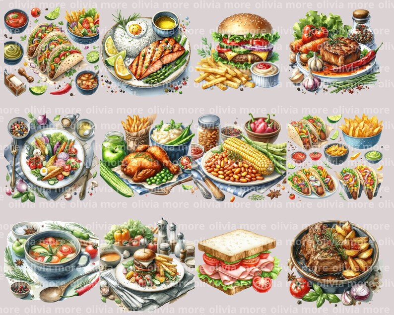 Meal Menu Clipart, Watercolour Menu Clip Art PNG, Transparent ...