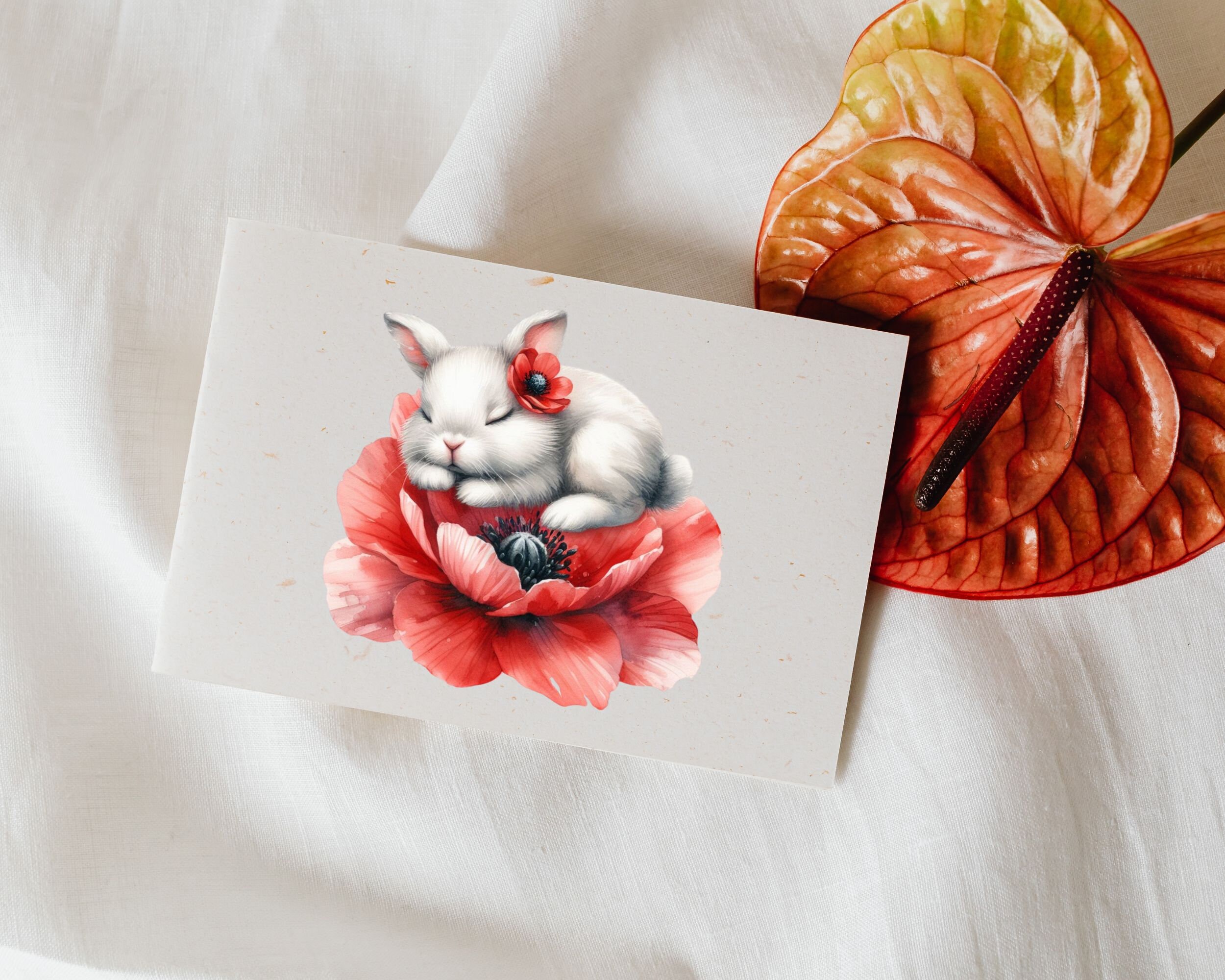 Watercolor Bunny and Flowers Clipart Bundle High Quality PNG, Digital ...