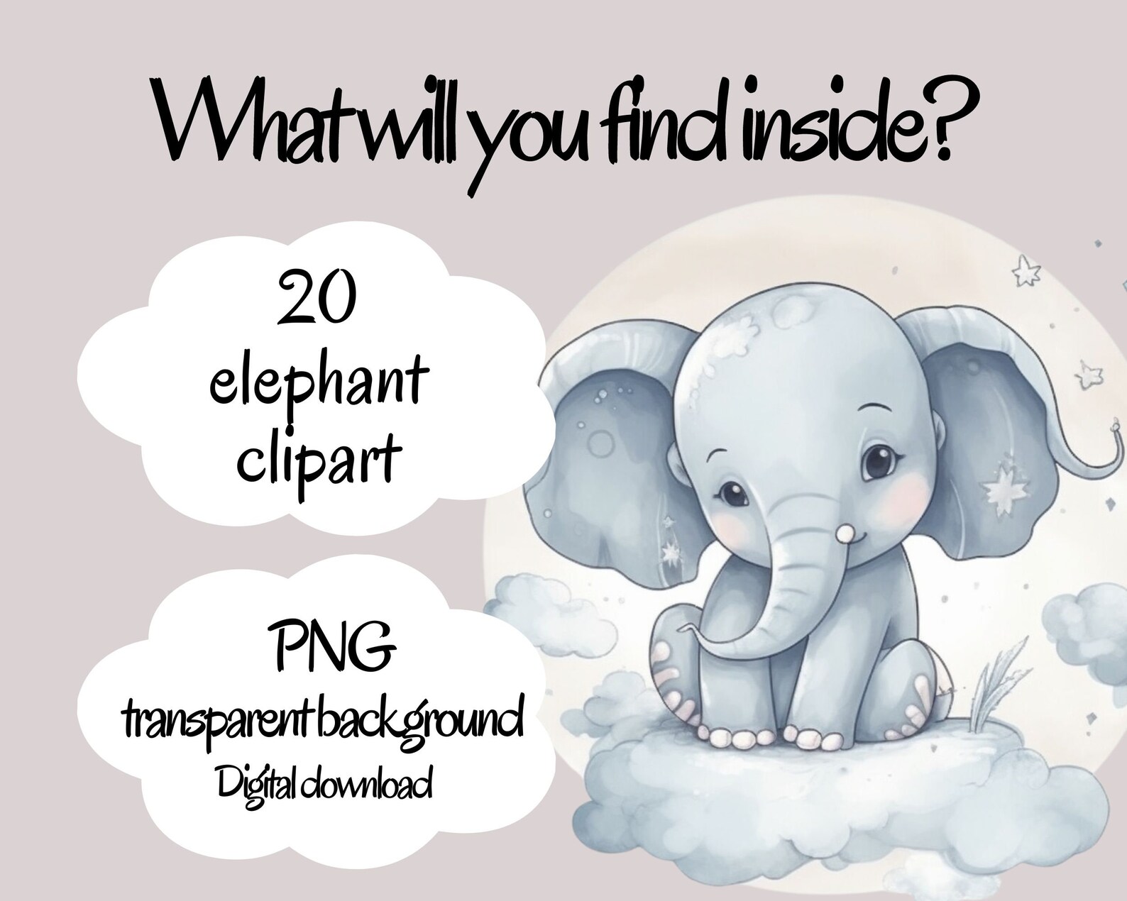 Watercolor Elephant Clipart, Elephant PNG, Jungle Animal Clipart ...