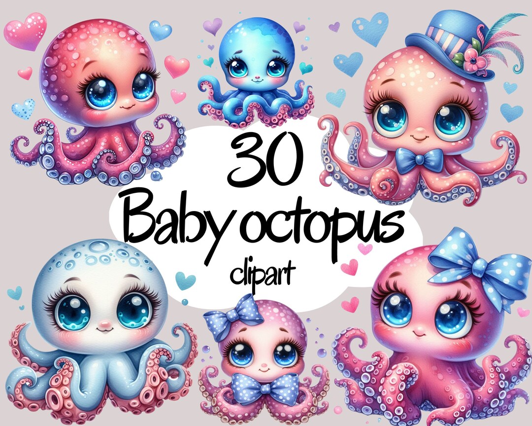 Baby Octopus, Cute Pink Octopus Clipart Png, Underwater Cute Sea ...