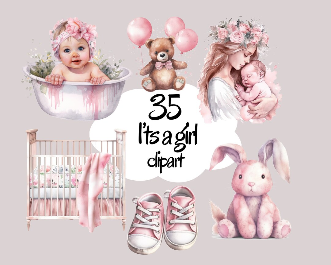 35 Watercolor Newborn Girl Clipart PNG Newborn Images, Cute Clipart ...