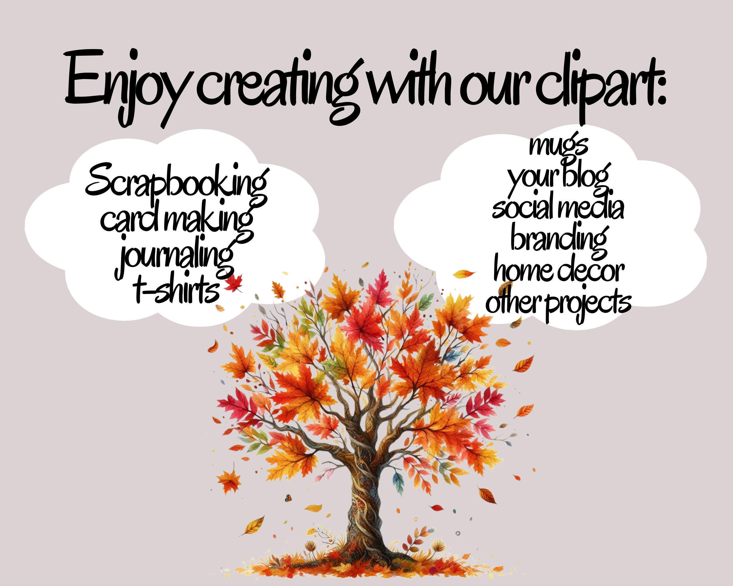 Autumn Elements Clipart Watercolor Autumn Clipart, Cute Pumpkin Clipart ...