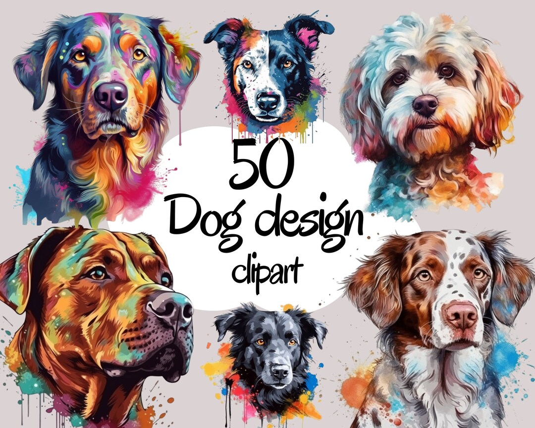 Colorful Dogs Design Bundle Dog Breeds T-shirt Design Clipart, Cute ...
