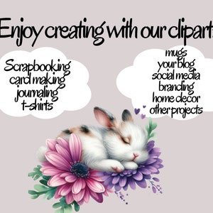 Watercolor Bunny and Flowers Clipart Bundle High Quality PNG, Digital ...
