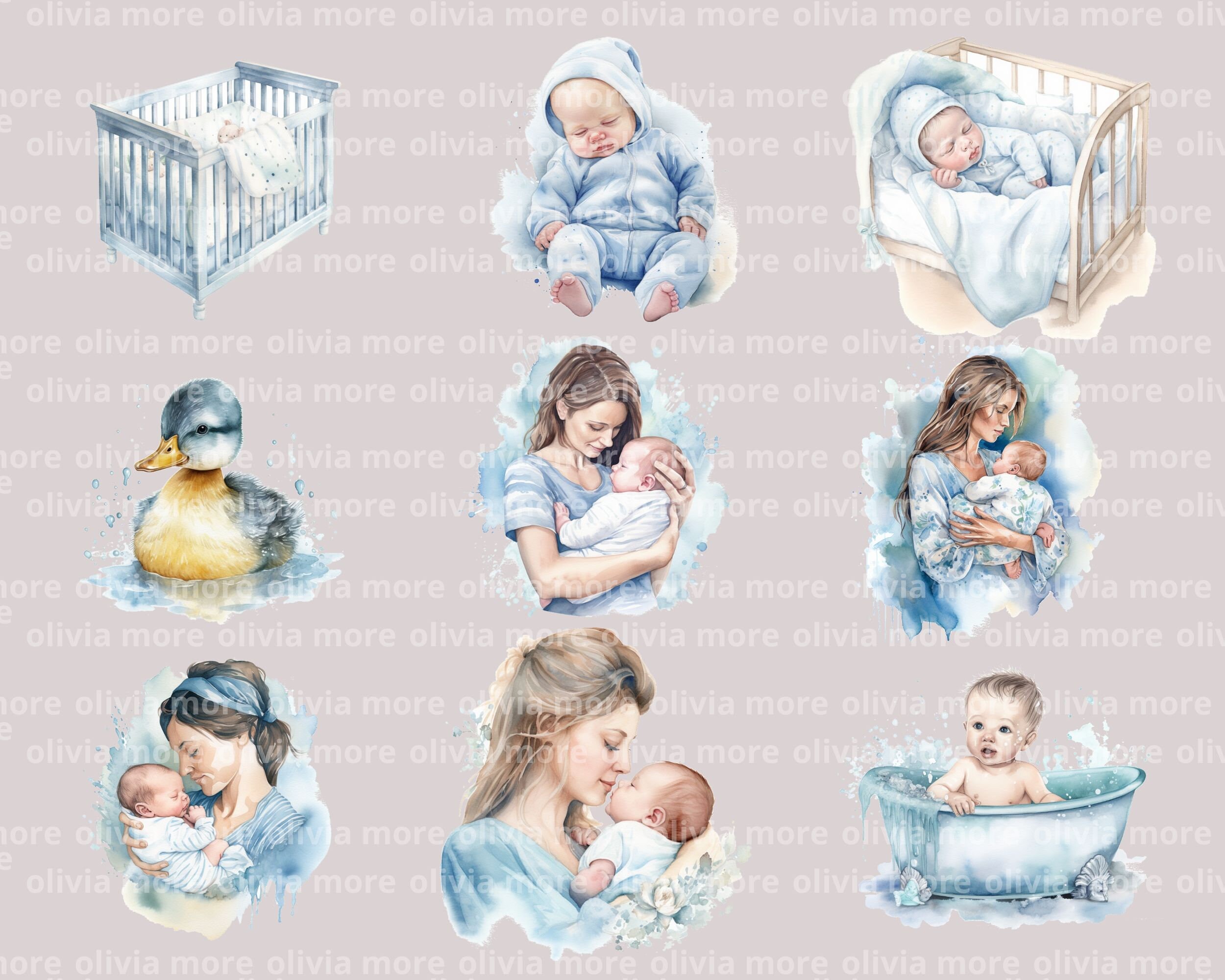 Watercolor Newborn Clipart PNG Images, Cute Clipart Graphics, Instant ...