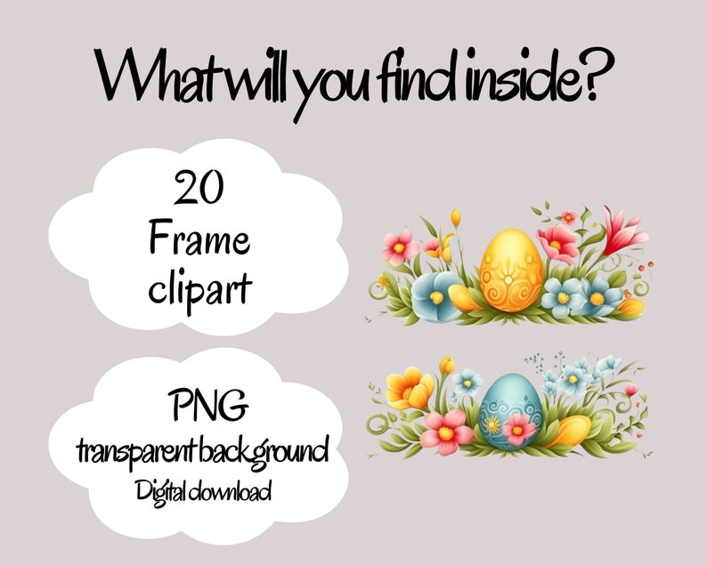 Easter Frame Clipart, Easter Bunny and Eggs Borders, Easter Bunny ...