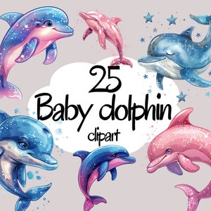 Watercolor Sea Dolphin Clipart, Cute Dolphin Ocean Animals PNG ...