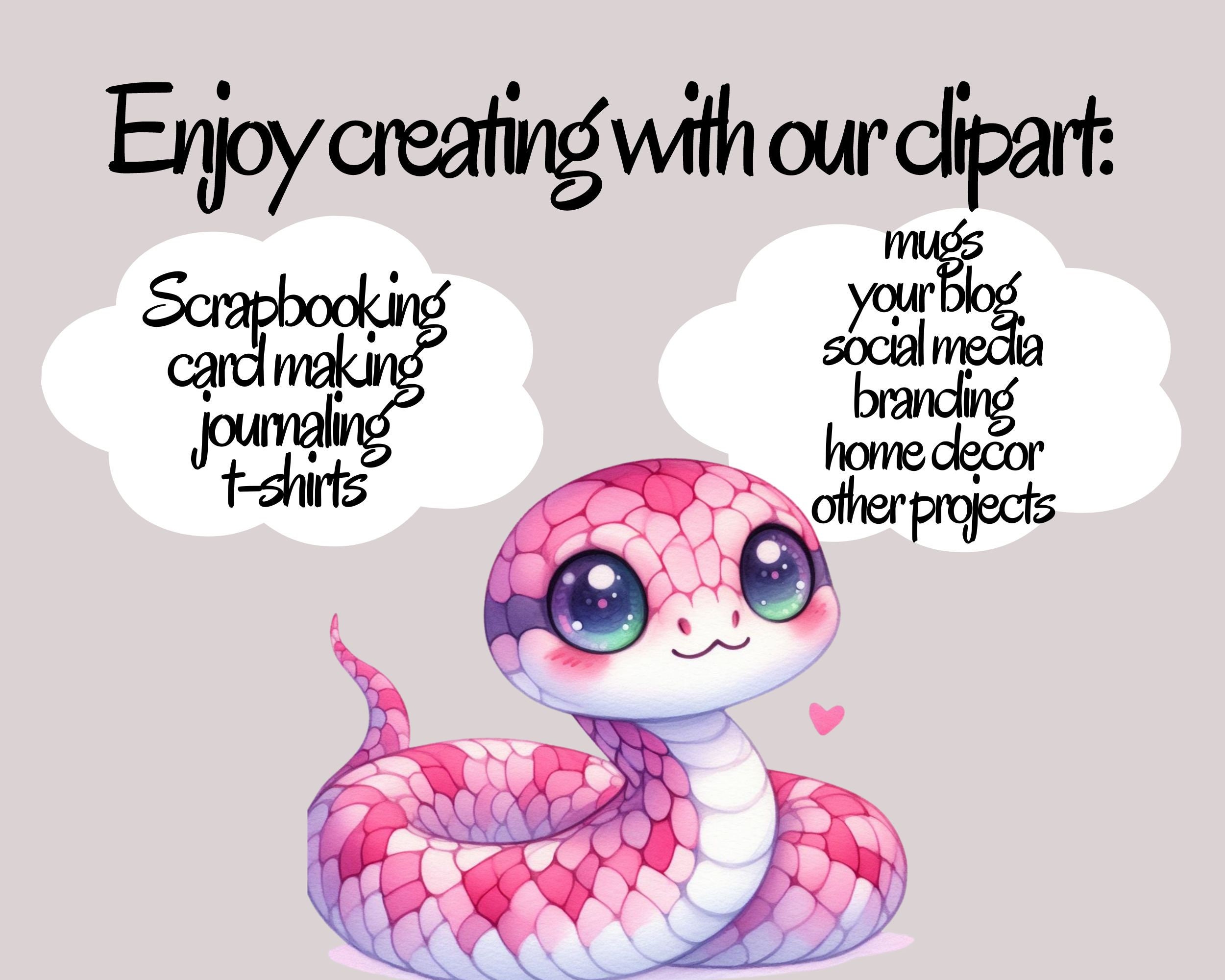 Cartoon Snake Clipart Watercolor Cute Pink Snake Clipart Snake Png Cute ...