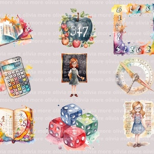 Watercolor School Math Class Clipart Teacher Clipart, Math Clipart ...