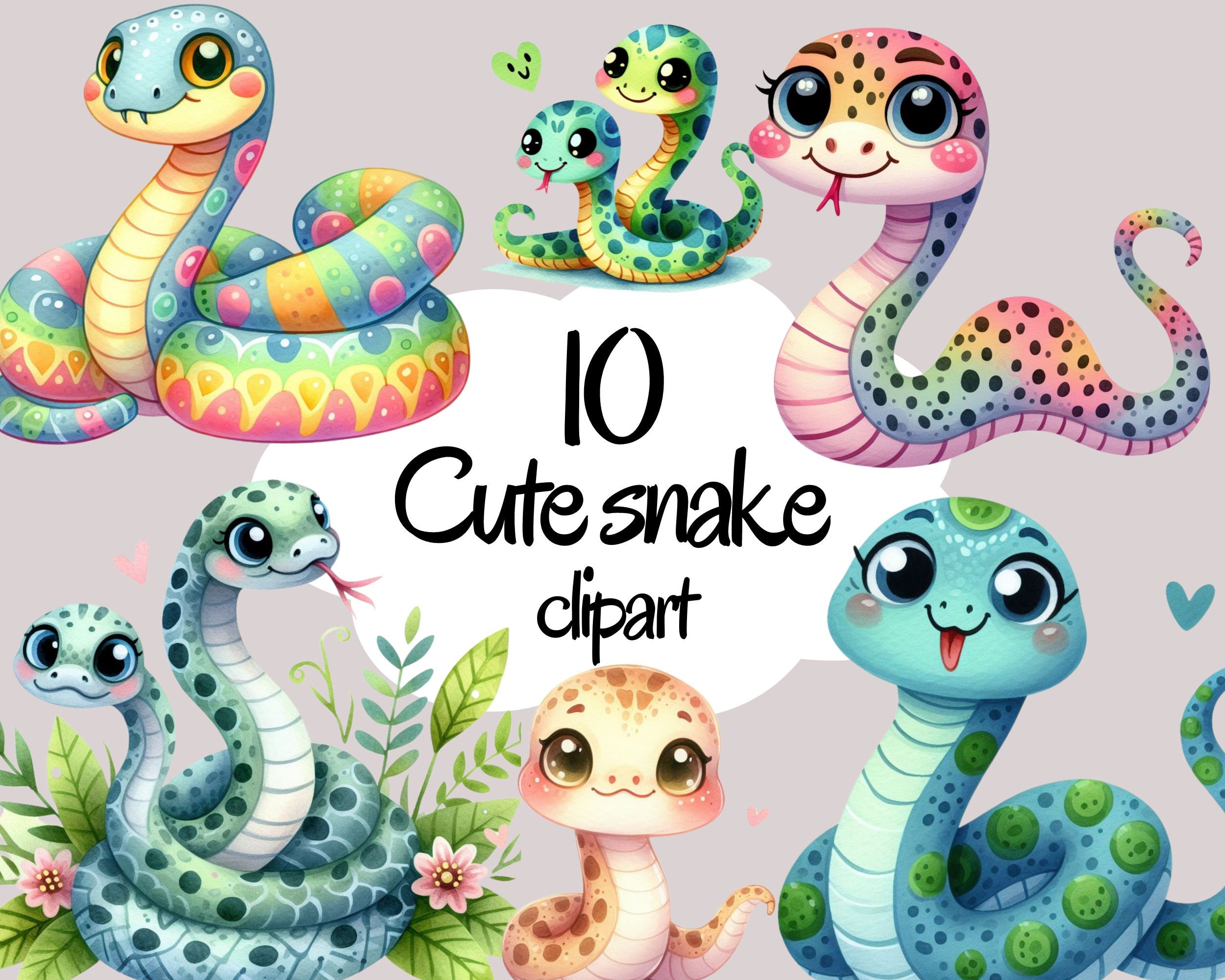 Cartoon Snake Clipart Watercolor Cute Snake Clipart Snake Png Cute ...
