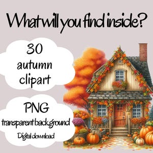 30 Autumn Elements Clipart Watercolor Autumn Clipart, Cute Pumpkin ...