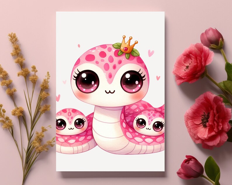 Cartoon Snake Clipart Watercolor Cute Pink Snake Clipart Snake Png Cute ...