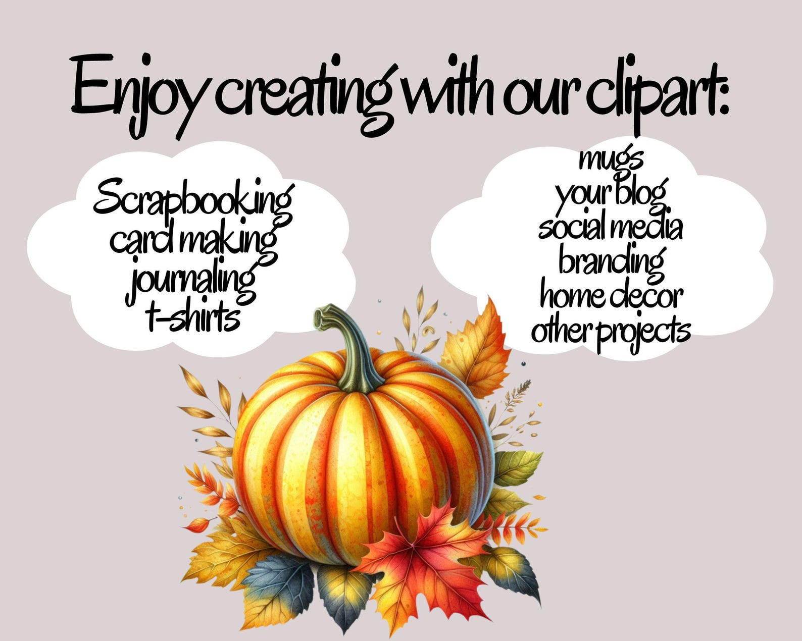 30 Autumn Elements Clipart Fall Autumn Clipart, Cute Pumpkin Clipart ...