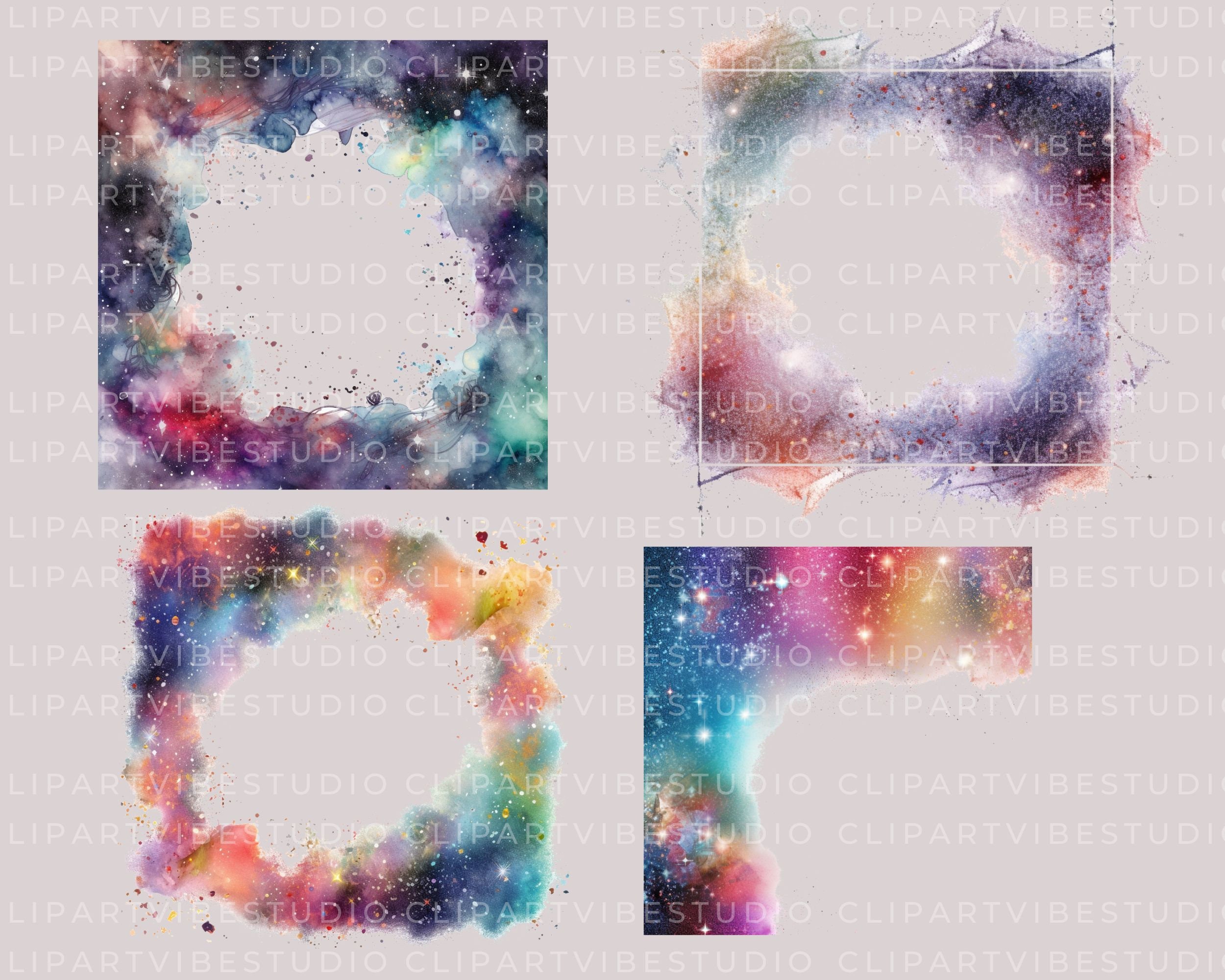 10 Celestial Frames Borders and Frames Clipart Bundle Galactic ...