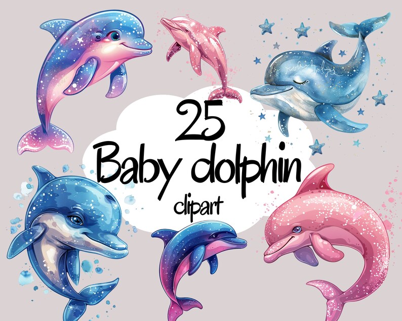 Watercolor Sea Dolphin Clipart, Cute Dolphin Ocean Animals PNG ...