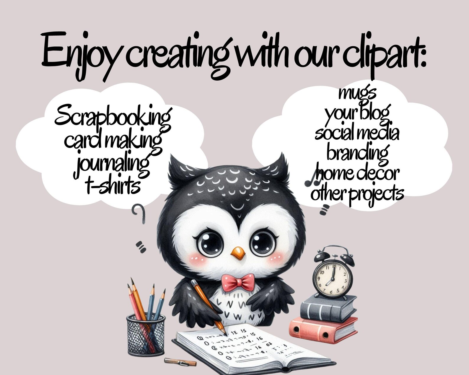 Watercolor Back to School Clipart Owl Cartoon, Backpack, Books ...